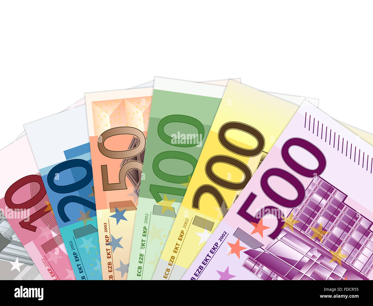 Euro banknotes on a white background. Vector illustration Stock Photo ...
