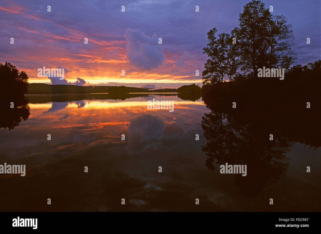 Sunset at Tupper lake, Adirondack State Park, New York State, USA Stock ...