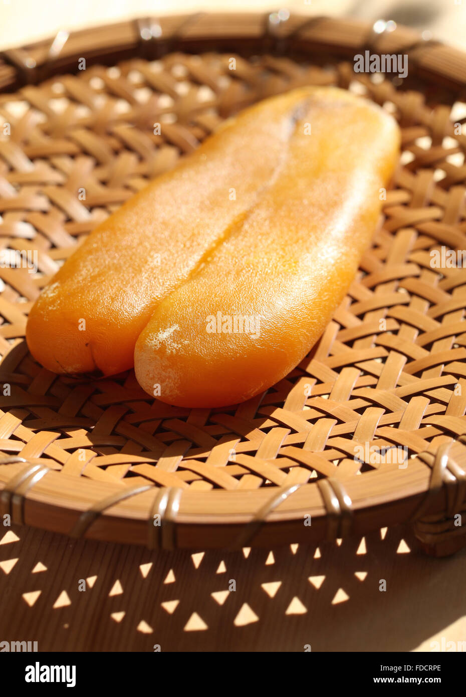 drying mullet roe by sunlight, homemade karasumi, japanese food Stock ...