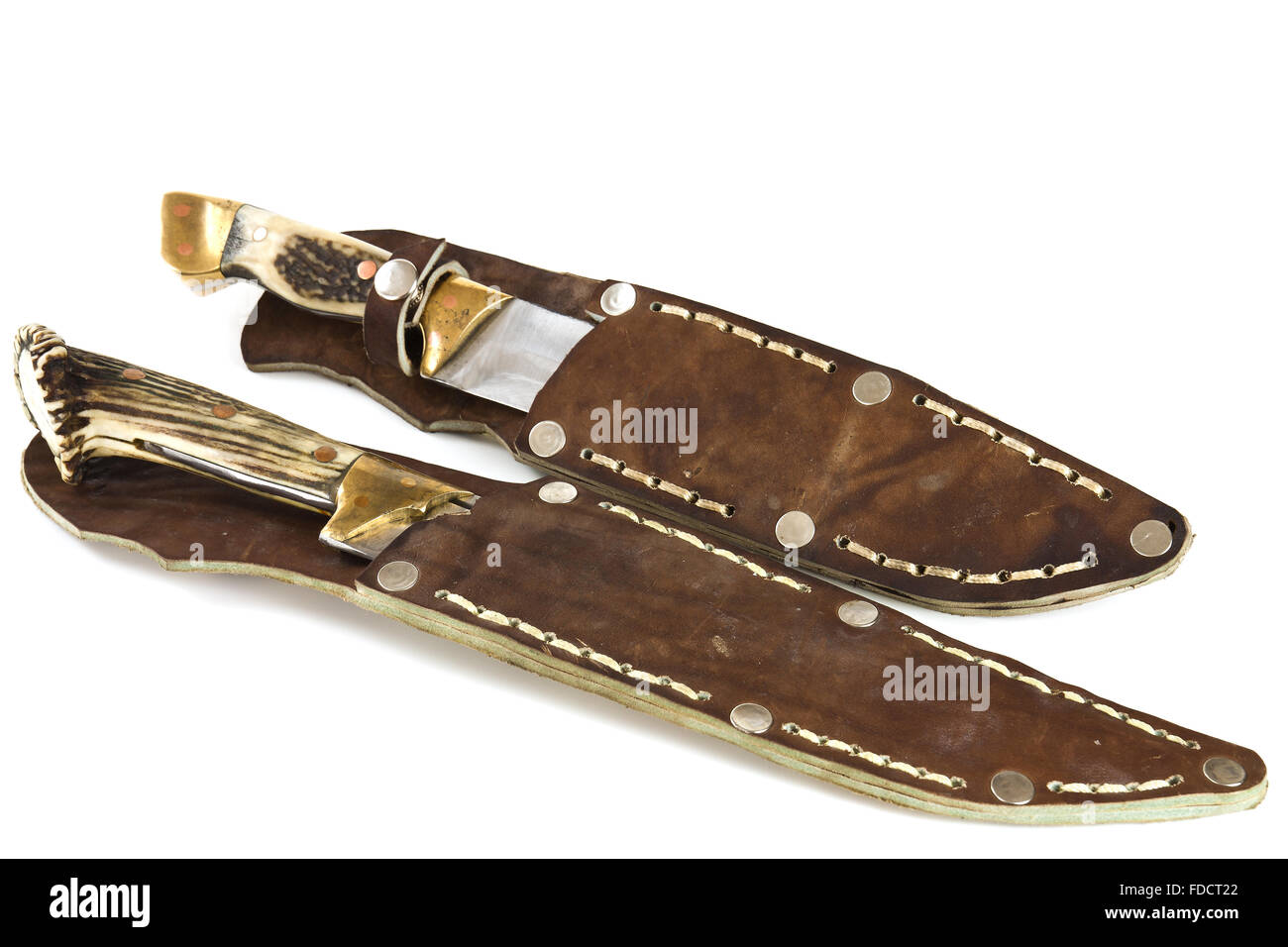 Hunting knife with a handle made of deer horn Stock Photo - Alamy