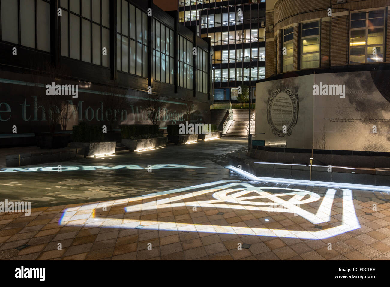 Projected light display at Sadler's Yard, off Dantzic Street, NOMA area ...