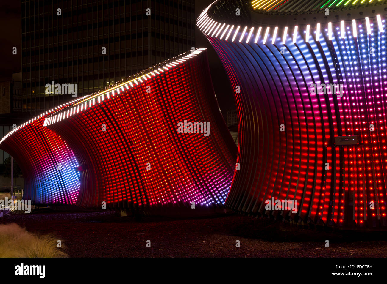 Illuminated 'Earth Tubes', part of the combined Heat and Power system ...