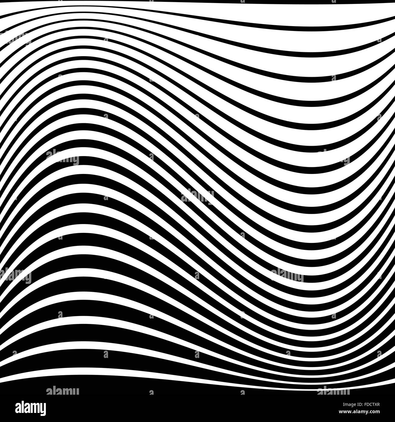 Warped, distorted lines abstract monochrome pattern / background. For ...