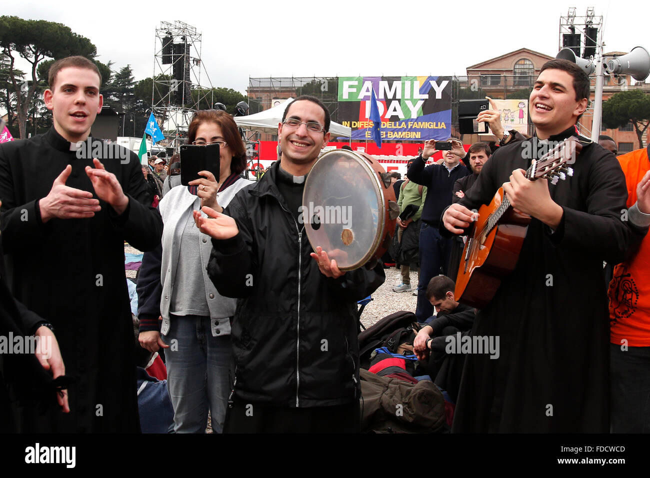 Rome, Italy. 30th Jan, 2016. Priests singing and playing Rome 30th ...