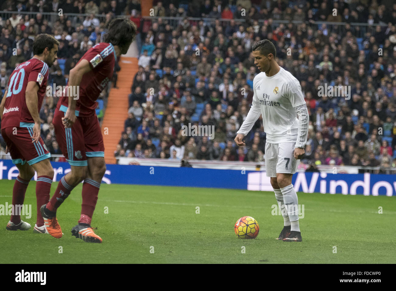 Real Madrid CF vs. Real Sociedad football match at Estadio Santiago ...