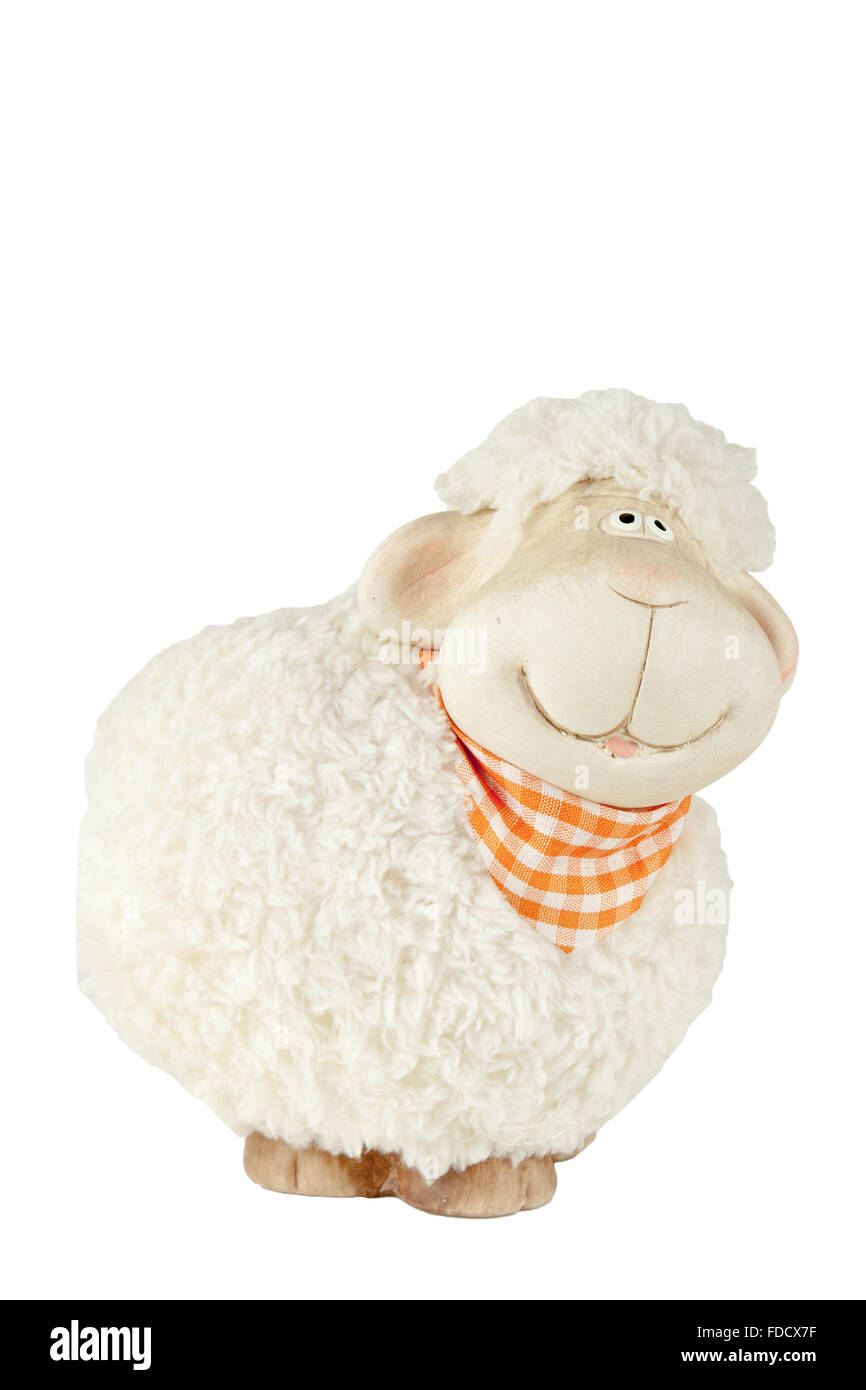Small fluffy toy sheep isolated on white background Stock Photo - Alamy