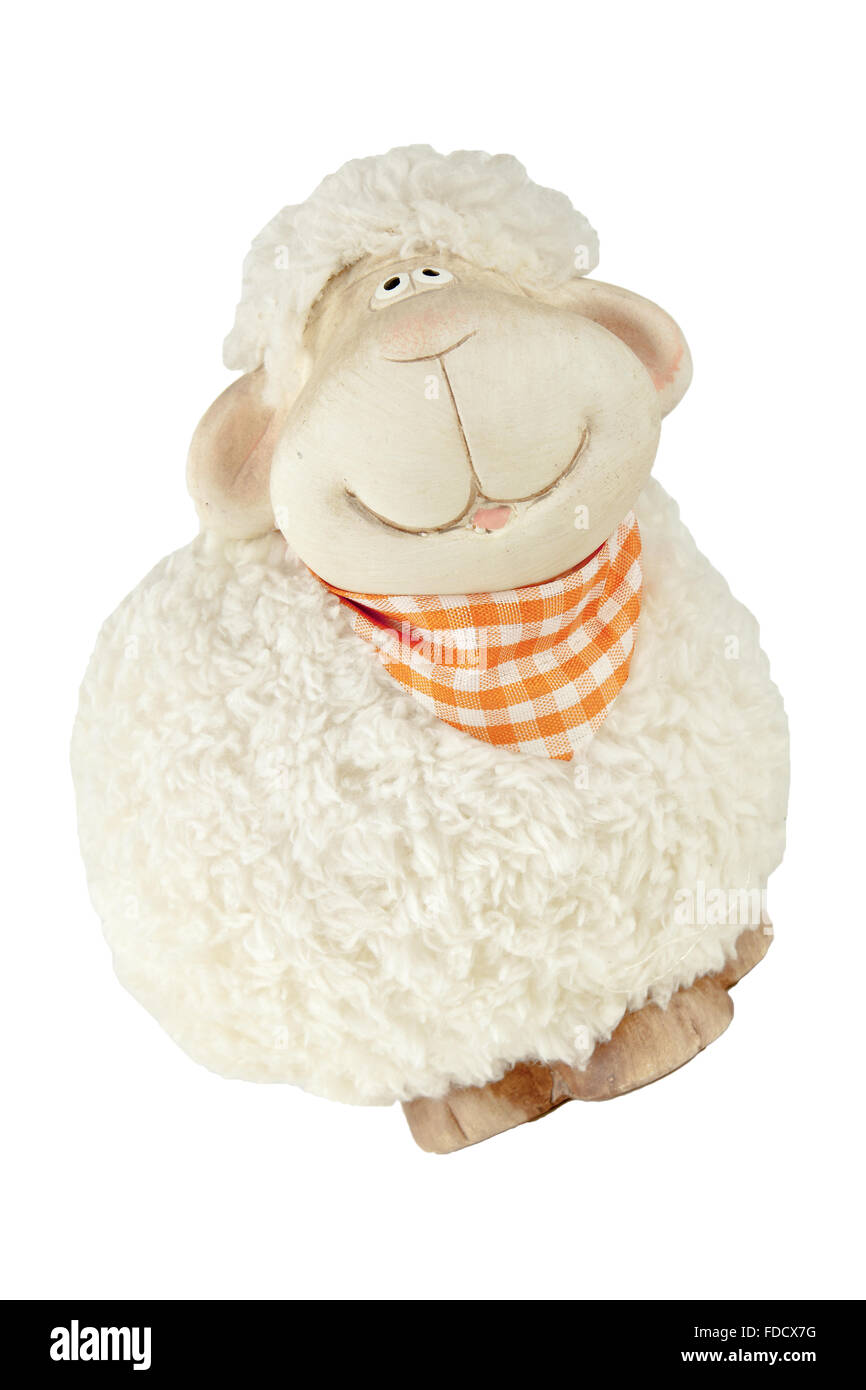 Small fluffy toy sheep isolated on white background Stock Photo - Alamy