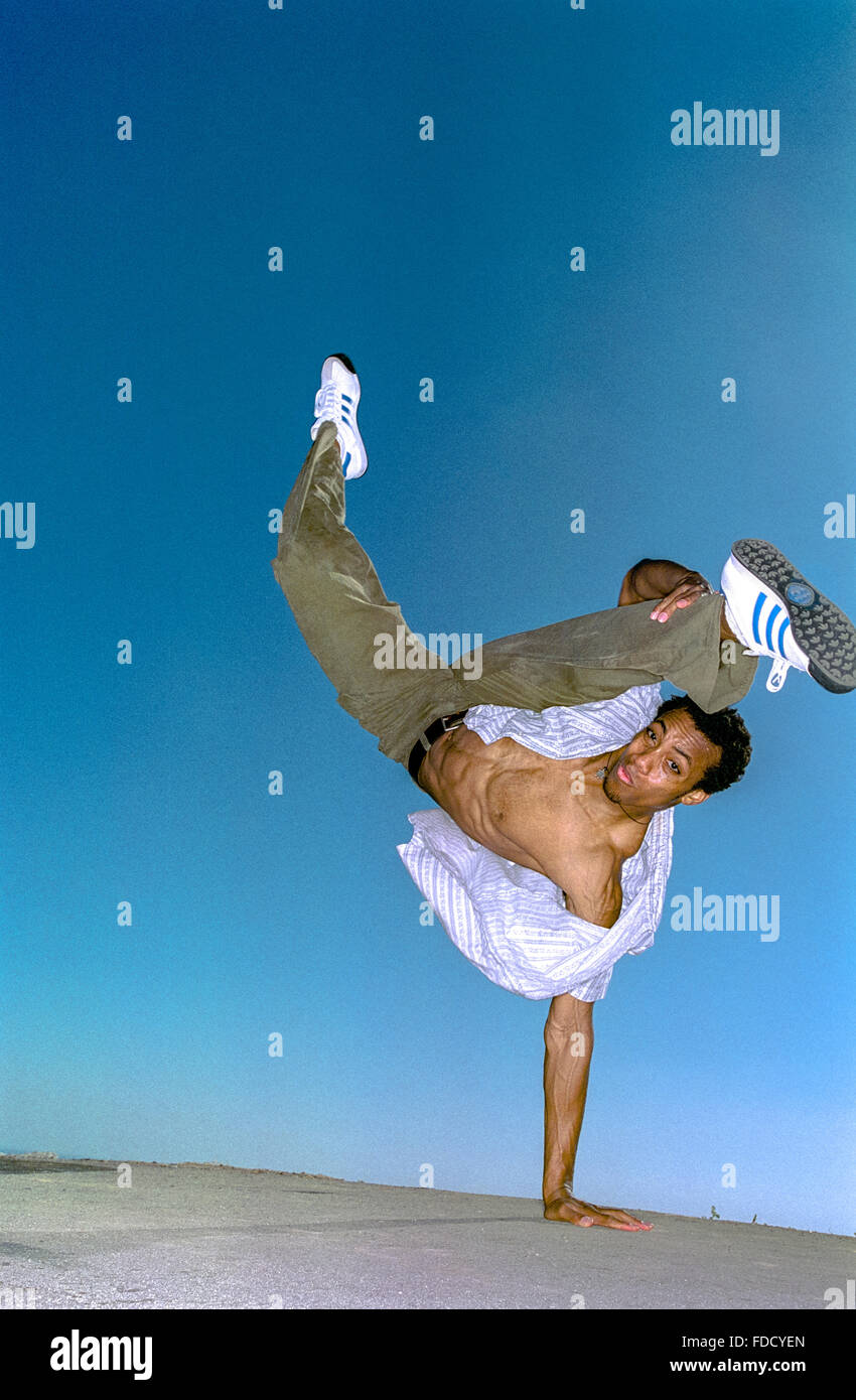 LOS ANGELES, CA – JANUARY 23: African-American male performing air ...