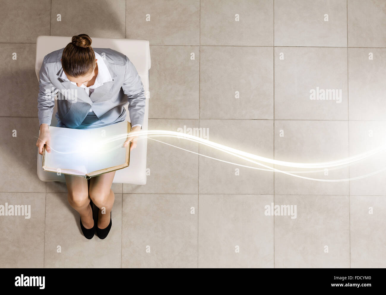 Top view of young businesswoman sitting on chair Stock Photo - Alamy