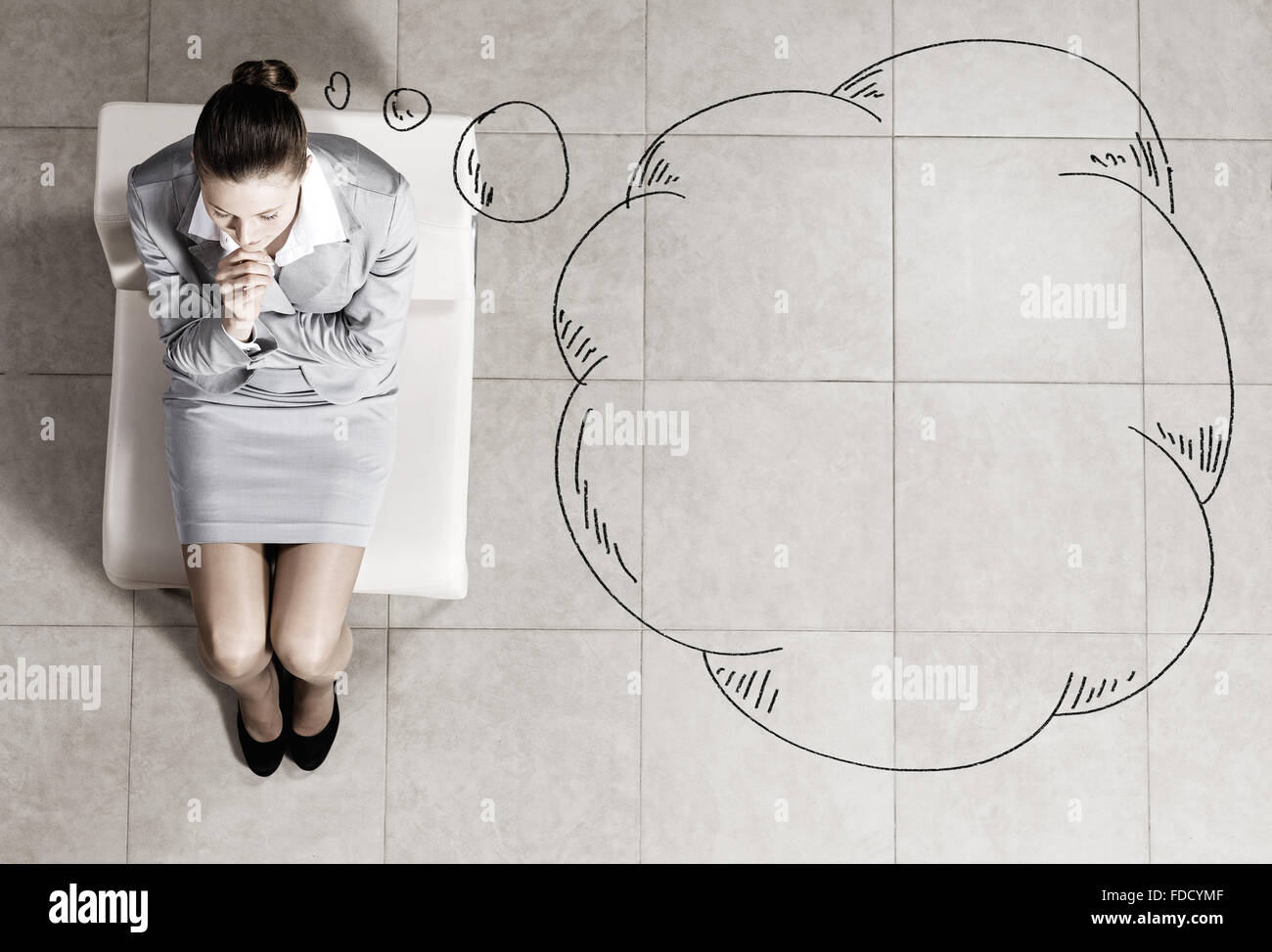 Top view of young businesswoman sitting on chair Stock Photo - Alamy