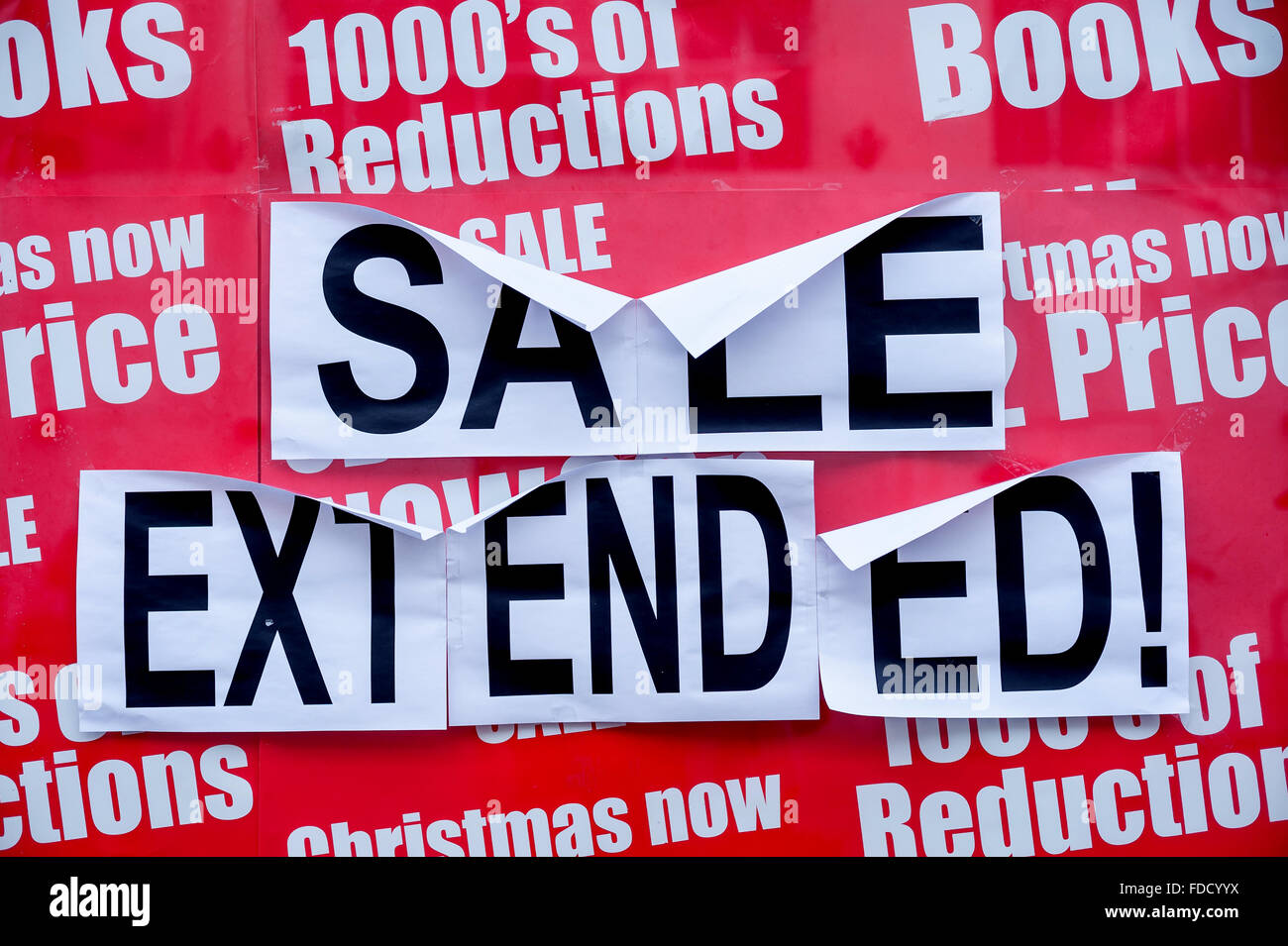 Sale signage in the average High Street Stock Photo - Alamy