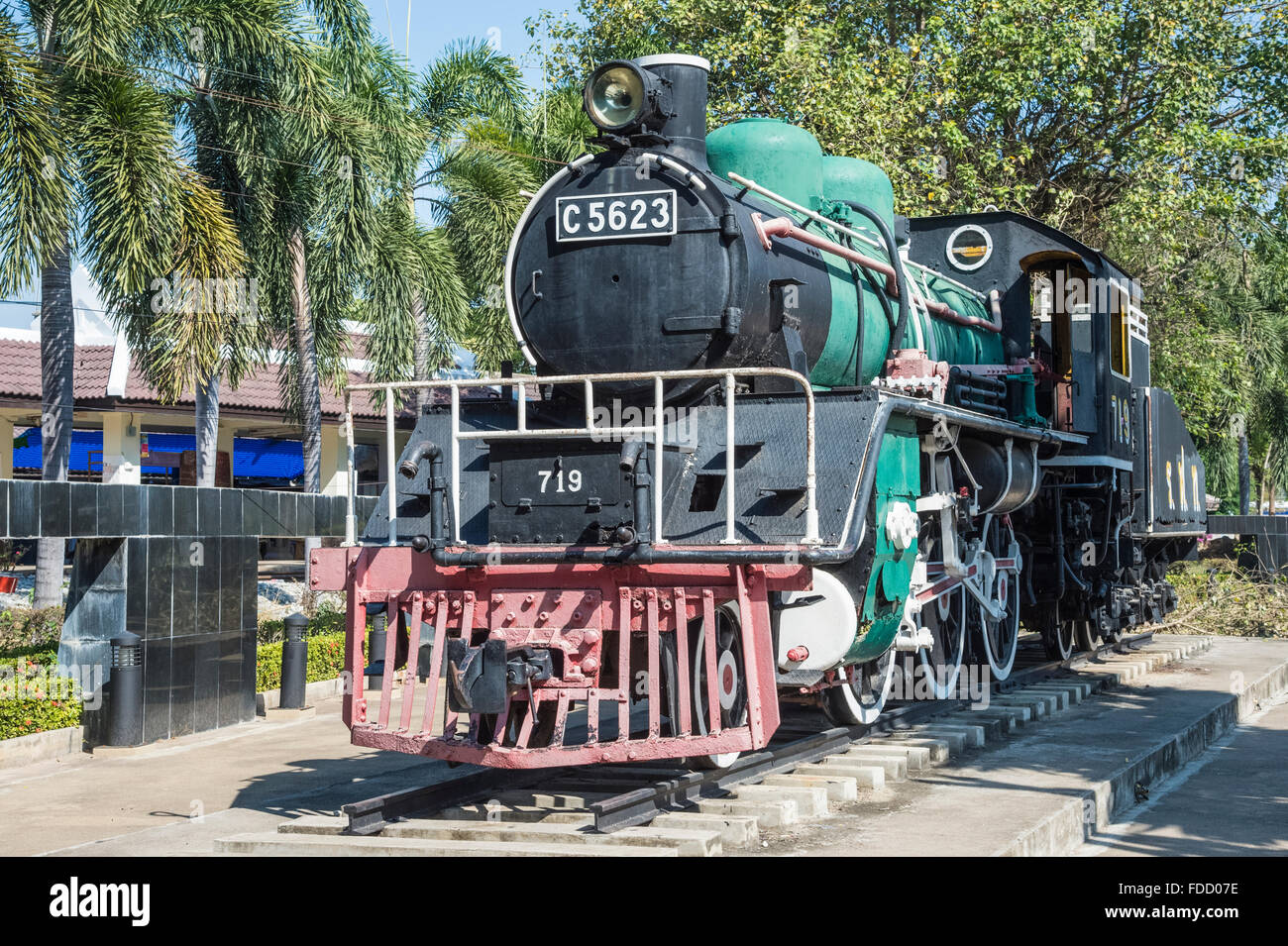 Thailand, Kanchanaburi. WWII Siam Burma Death Railway Steam train ...