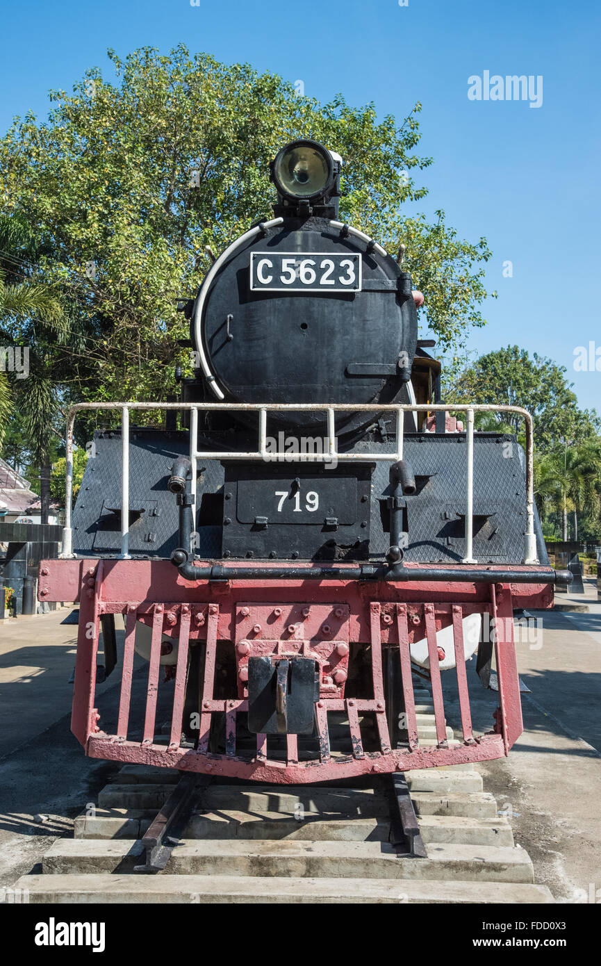 Thailand, Kanchanaburi. WWII Siam Burma Death Railway Steam train ...