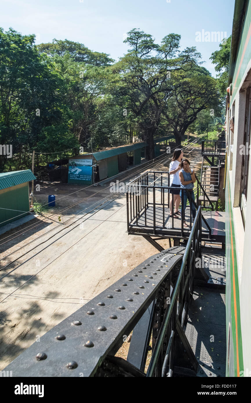 Siam Burma Death Railway Crossing the Bridge on the River Kwai Stock ...