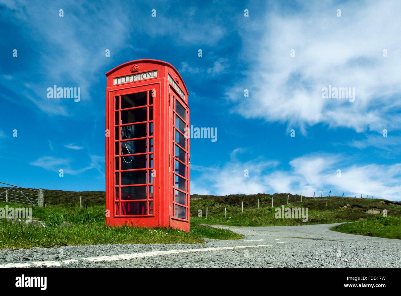 Telephone box in the country, isle of skye, scotland, great-britain ...