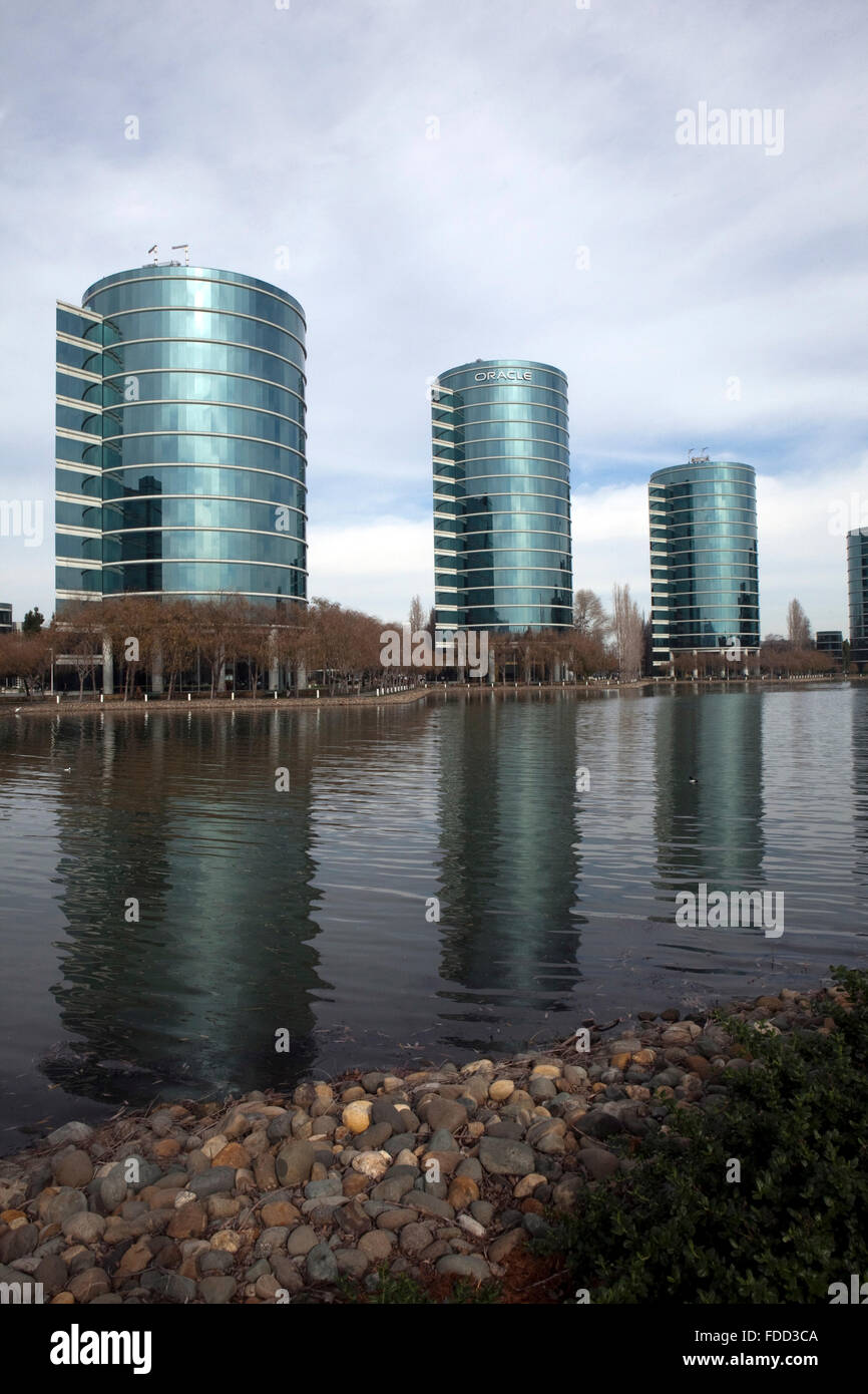 A view of Oracle's corporate headquarters in Redwood City, California ...