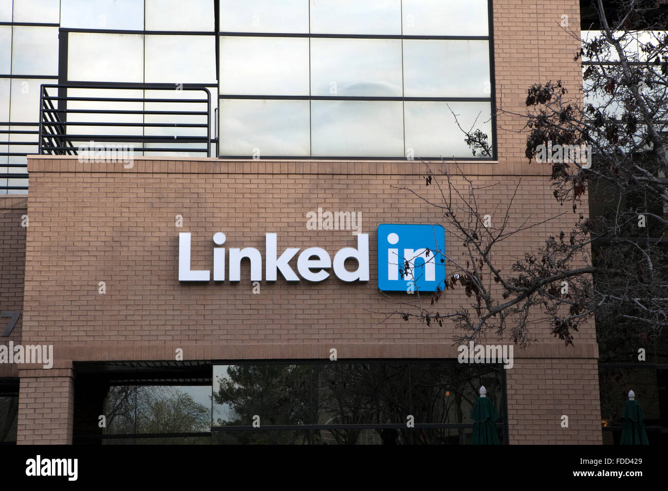 A sign is seen at LinkedIn's corporate headquarters in Mountain View ...