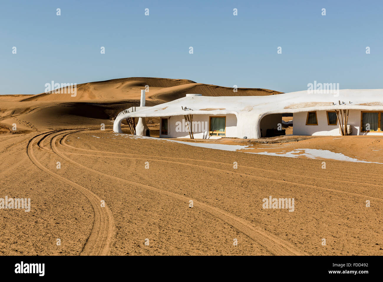 Hotel covered in snow on the Shapotou Desert - Ningxia, China Stock ...