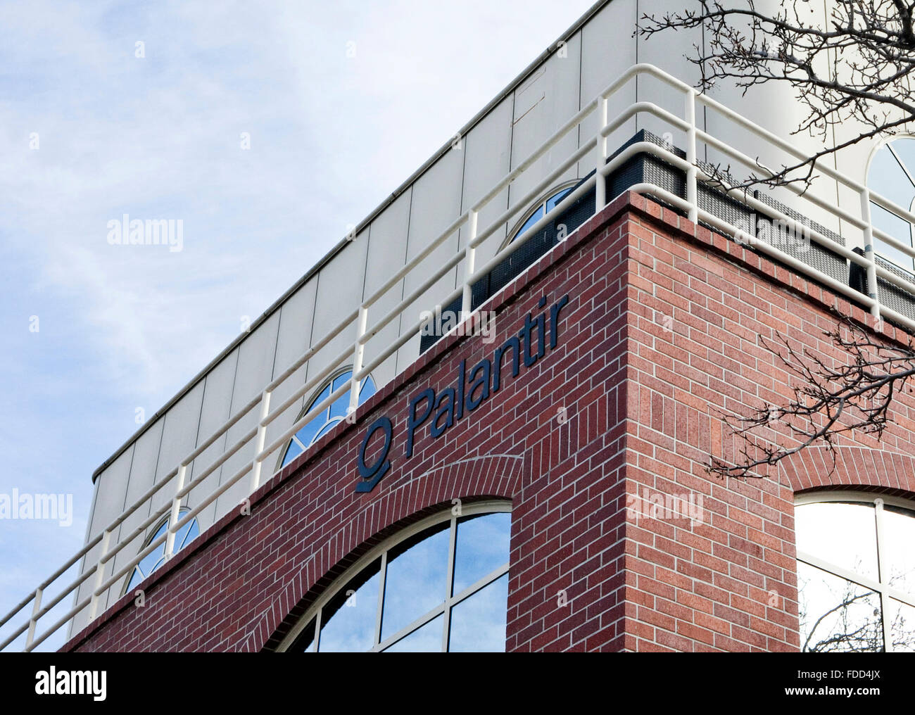 A view of Palantir's corporate headquarters in Palo Alto, California ...