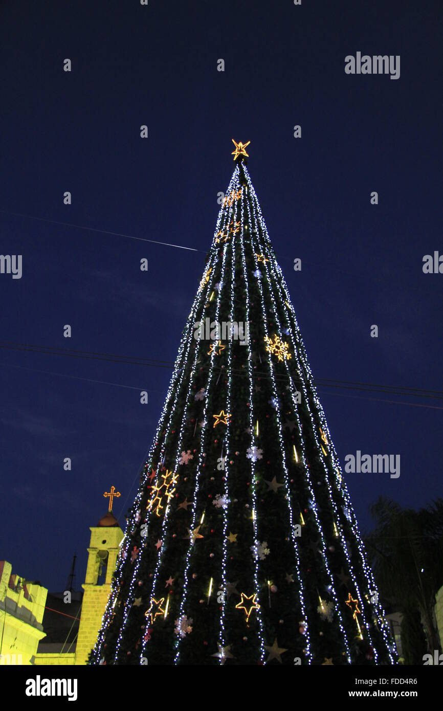 Israel, Nazareth, Christmas at Mary's Well Square in front of St ...