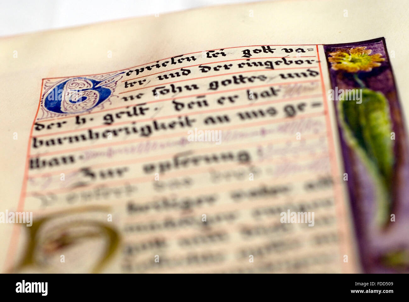 Historic, hand-written biblical script at a convent library, Germany ...