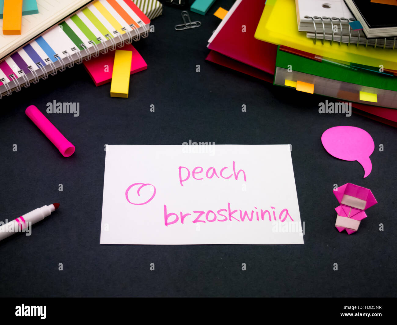 Learning New Language Making Original Flash Cards; Polish Stock Photo ...