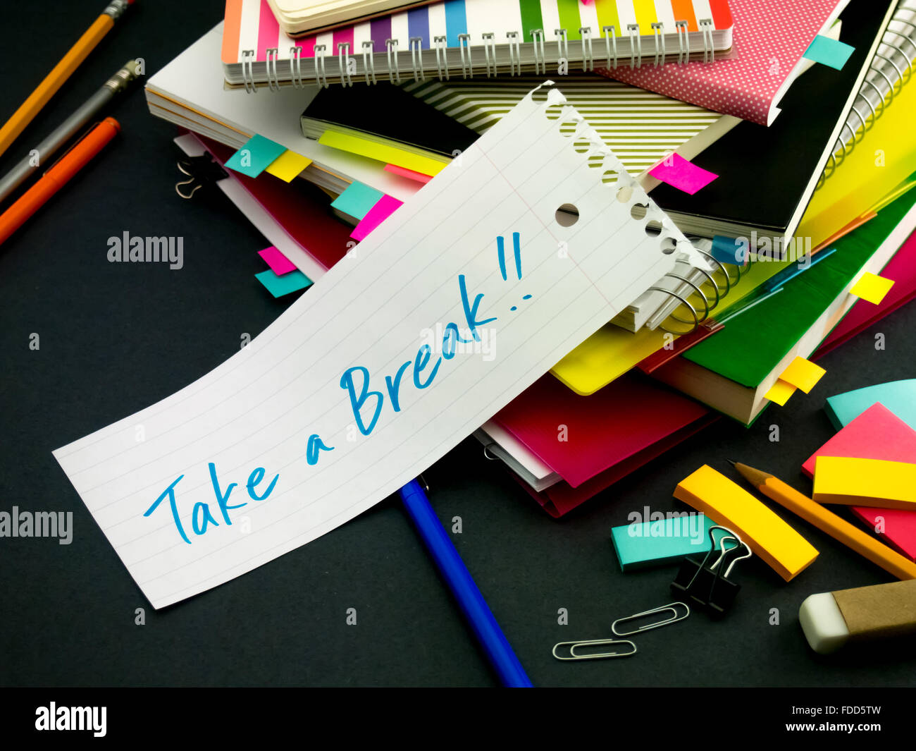 Somebody Left the Message on Your Working Desk; Take a Break Stock ...