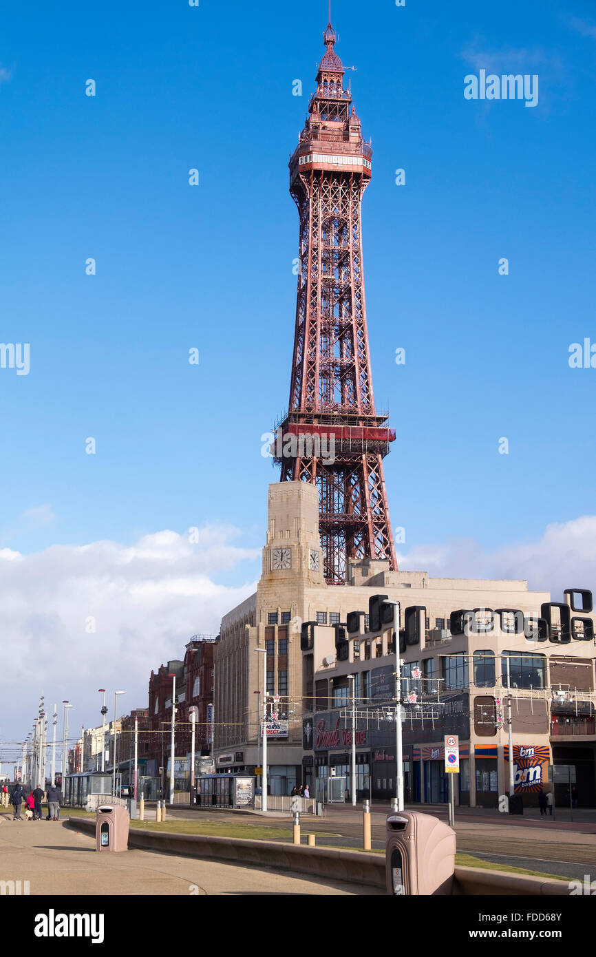 Blackpool tower and tramway on a spring morning Stock Photo - Alamy