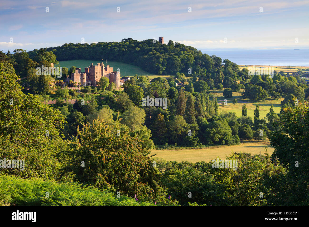 Dunster Castle in Somerset captured from the Deer Park Stock Photo - Alamy