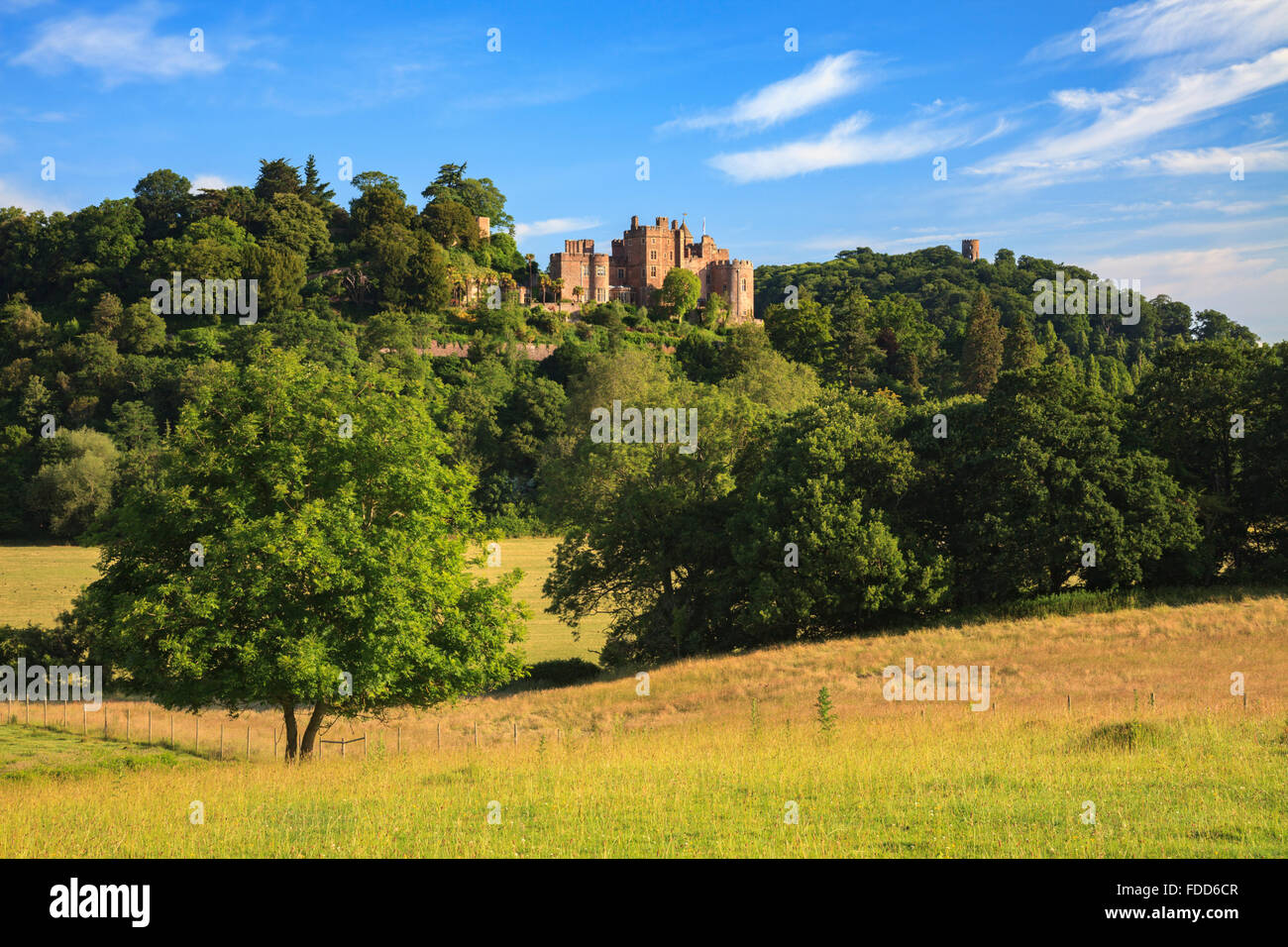 Dunster Castle in Somerset captured from the Deer Park Stock Photo - Alamy