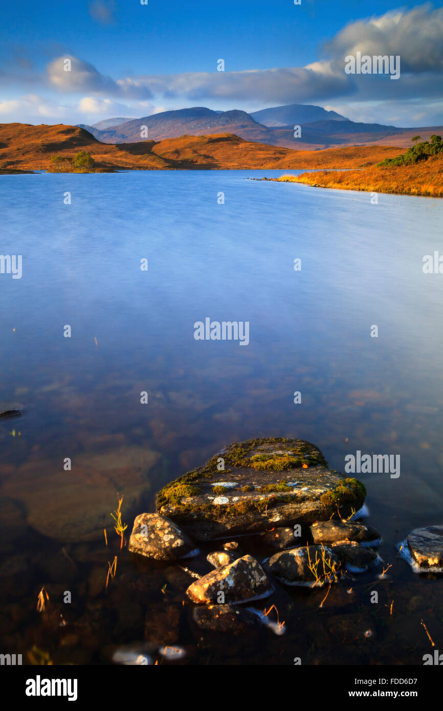 Loch Hakel near Tongue in North West Scotland, with Ben Hope in the ...