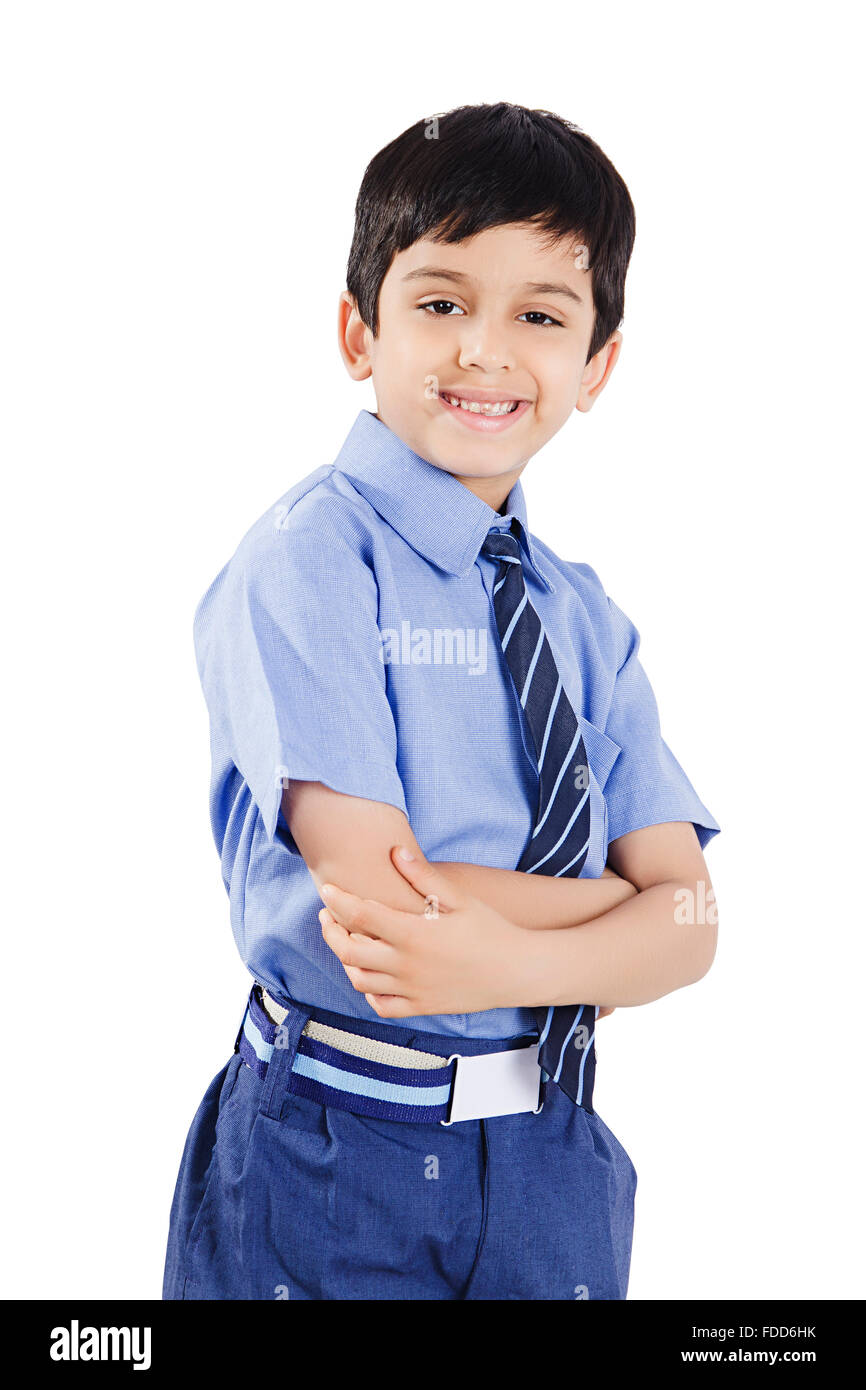 1 Child Boy School Student Arms crossed Standing Stock Photo - Alamy