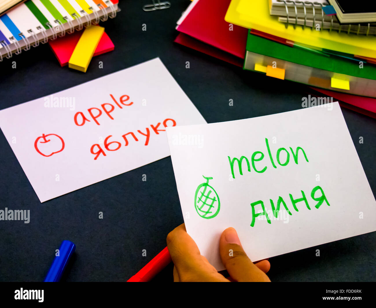 Learning New Language Making Original Flash Cards; Ukrainian Stock ...