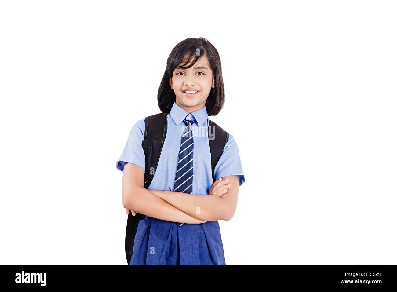 1 Child Girl School Student Arms crossed Standing Stock Photo - Alamy
