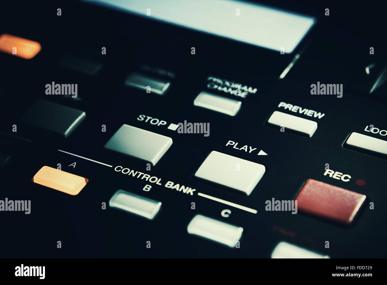 Stop, play and rec buttons of a modern midi controller Stock Photo - Alamy