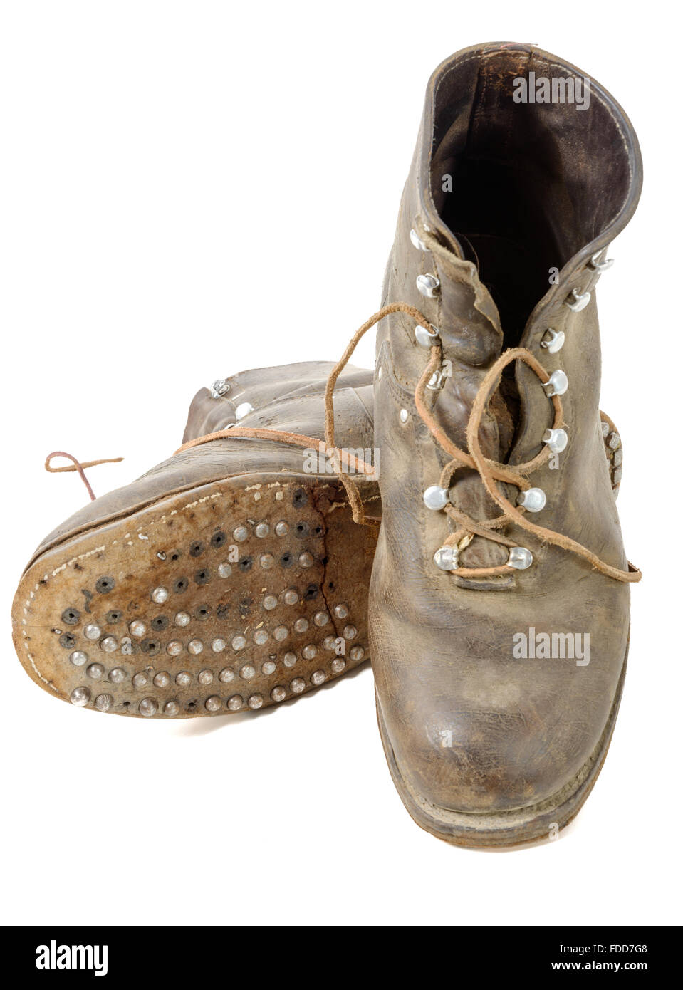 a pair of old WW2 boots military isolated on white background Stock ...