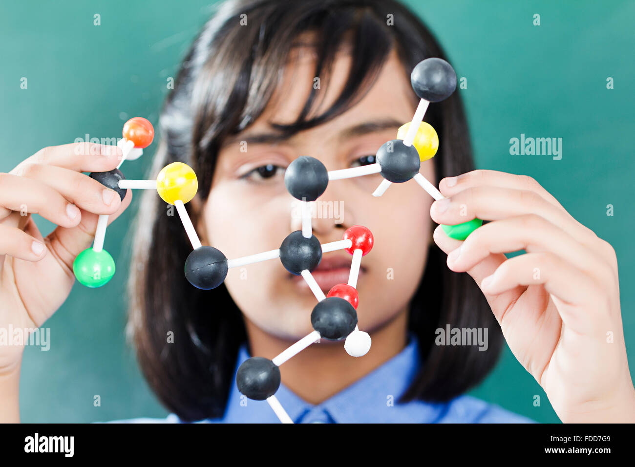 1 Child Girl School Student Laboratory Studying Science Research Stock ...