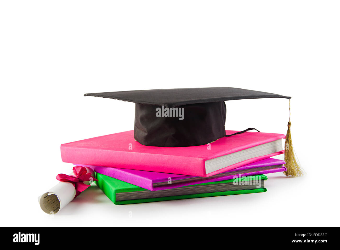 Book Education Degree and Convocation Cap nobody Stock Photo - Alamy