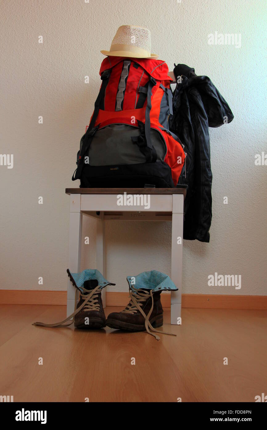 backpack waiting for the next adventure Stock Photo - Alamy