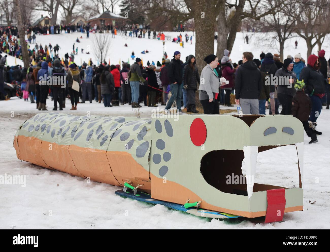 An art sled shaped like a snake at the Art Sled Rally in Minneapolis ...