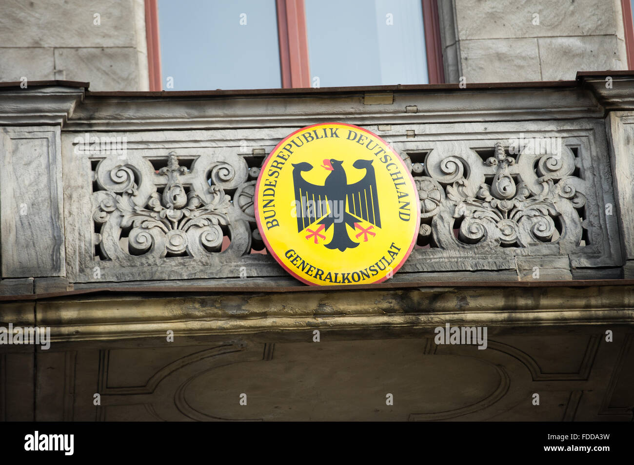 Wroclaw, Poland. 30th January, 2016. Emblem of German Consulate in ...