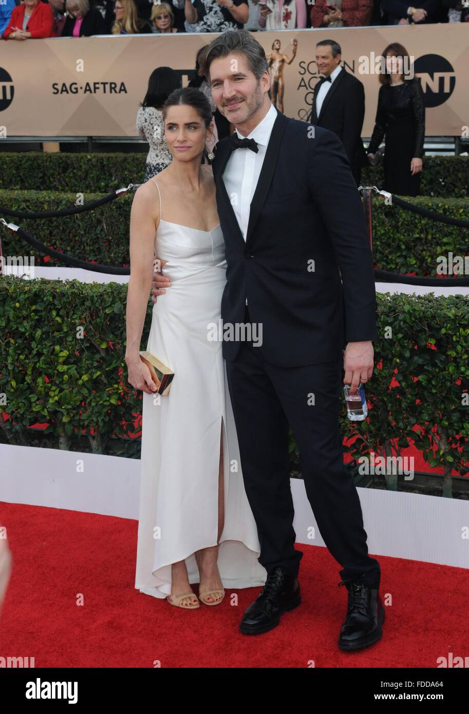 Los Angeles, CA, USA. 30th Jan, 2016. Amanda Peet, David Benioff at ...