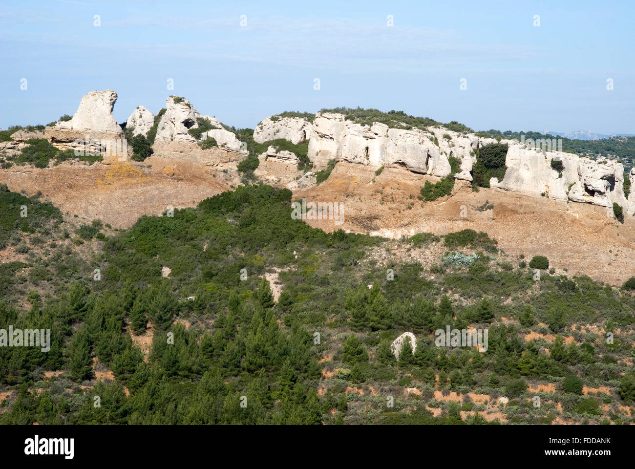 The limestone cliffs of the Calanques national park in Southern France ...