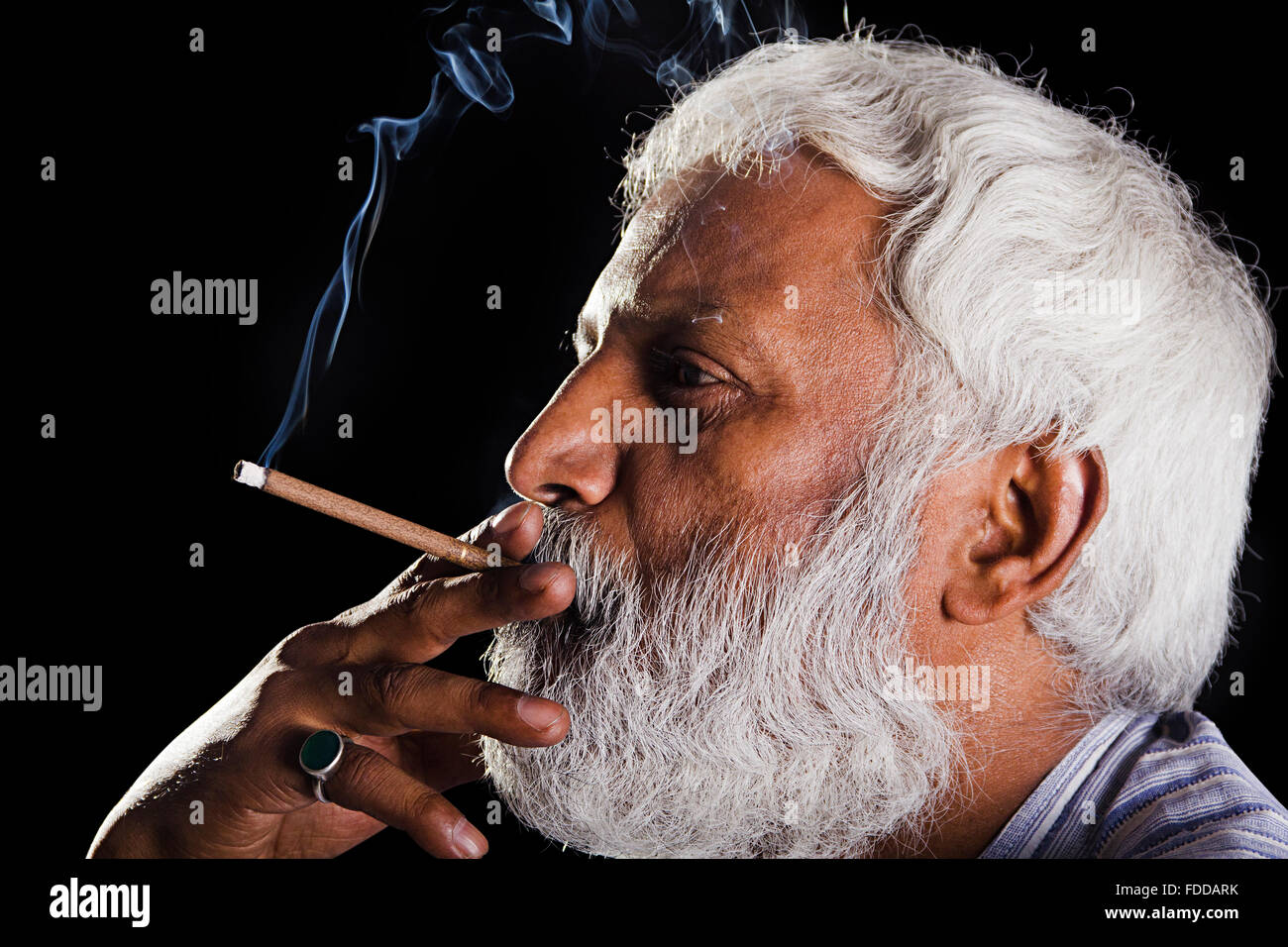 1 indian Senior Adult Man Smoking Cigarette Stock Photo - Alamy