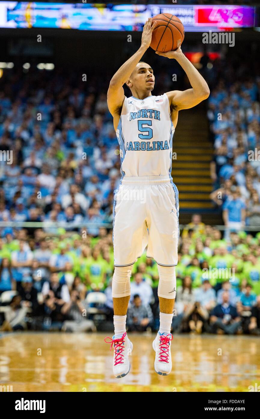 Chapel Hill, North Carolina. 30th January, 2016. UNC guard Marcus Paige ...
