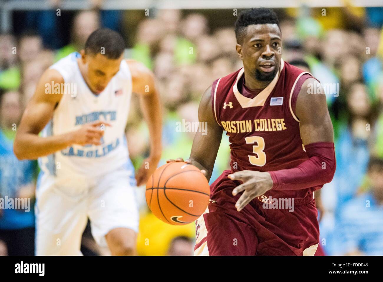 Chapel Hill, North Carolina. 30th January, 2016. Boston College guard ...