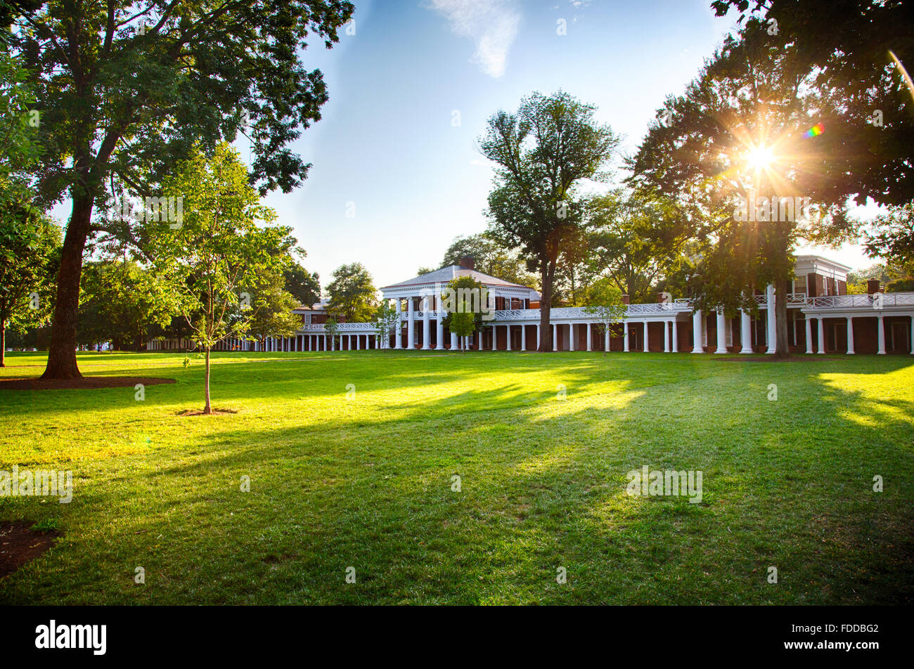 The Afternoon sun on the Lawn at the University of Virginia campus an ...