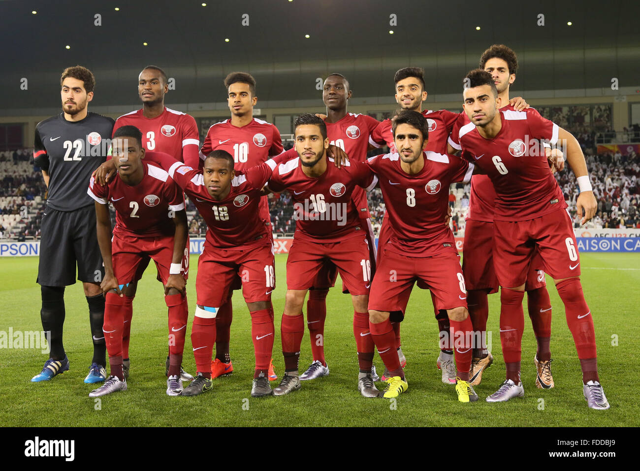 Doha, Qatar. 26th Jan, 2016. U-23Qatar team group line-up (QAT ...