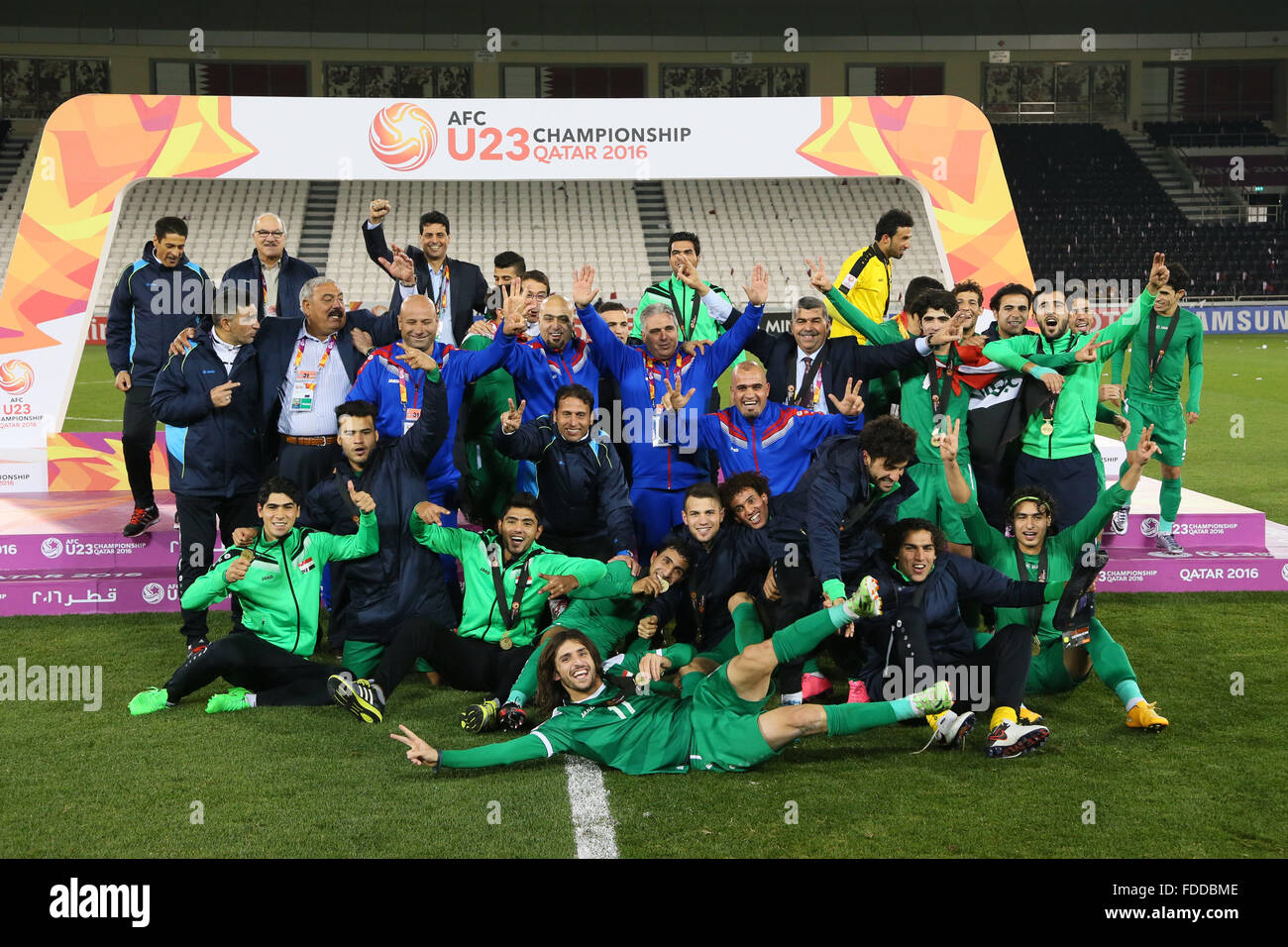 Doha, Qatar. 26th Jan, 2016. Iraq team group (IRQ) Football/Soccer ...