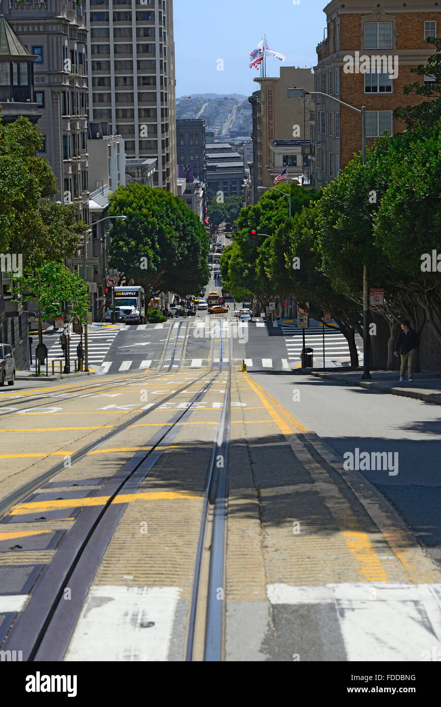 San Francisco Streets Cable Tracks Bay California US Stock Photo - Alamy